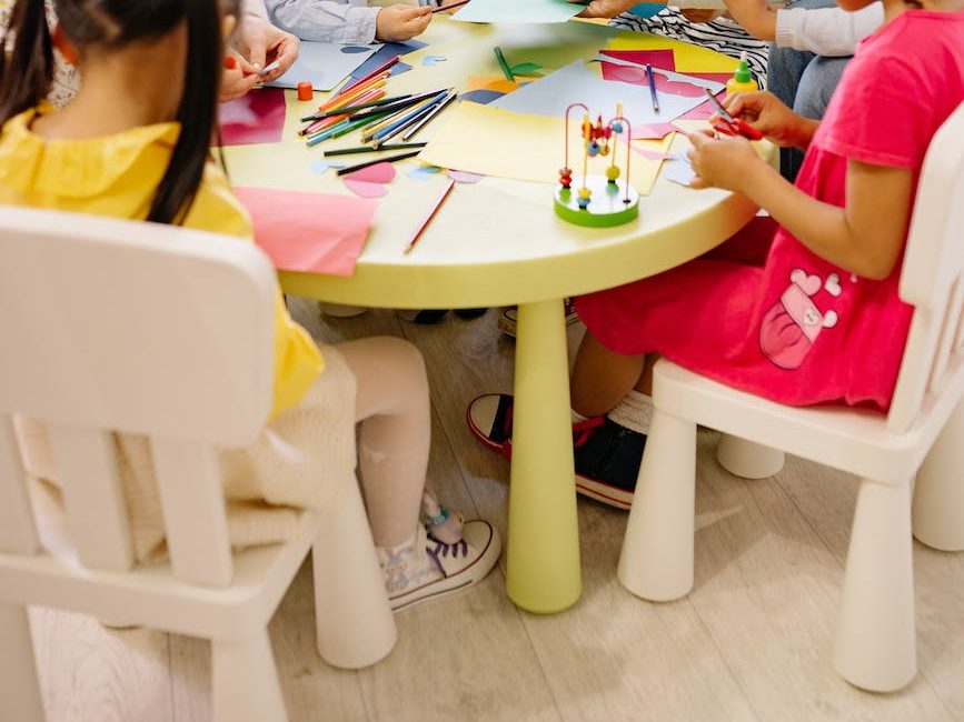 children sitting on chairs in front of table with art materials – Zahra ...
